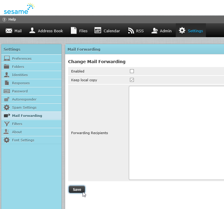 Sesame Communications Help Center :: Email Forwarding Setup